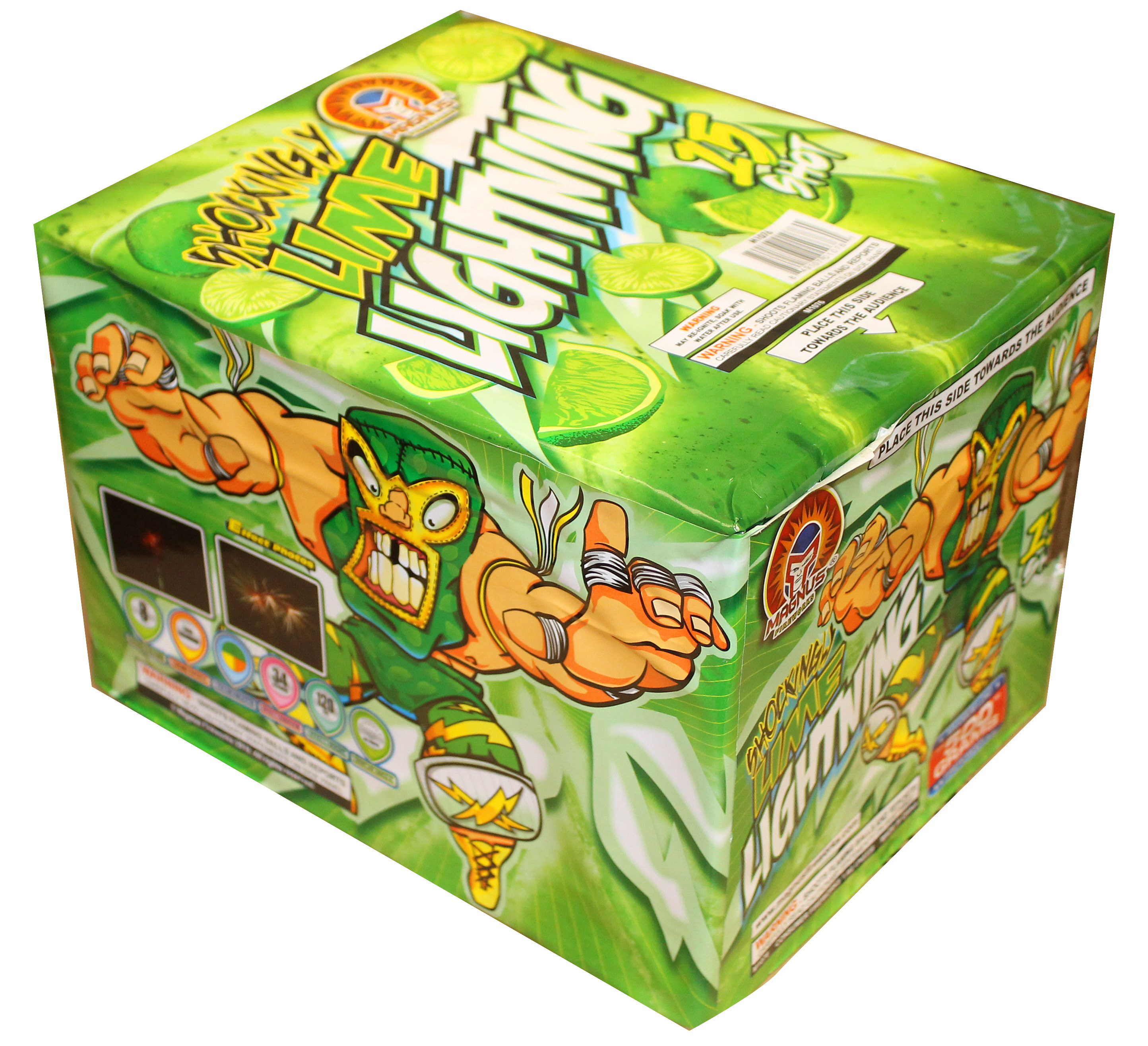 15-Shot Shockingly Lime Lightning(TM) Aerials | for sale at Kellner's